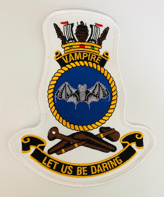 HMAS Vampire Crest Cloth Patch - RAN Uniforms, Navy Accessories Medals ...