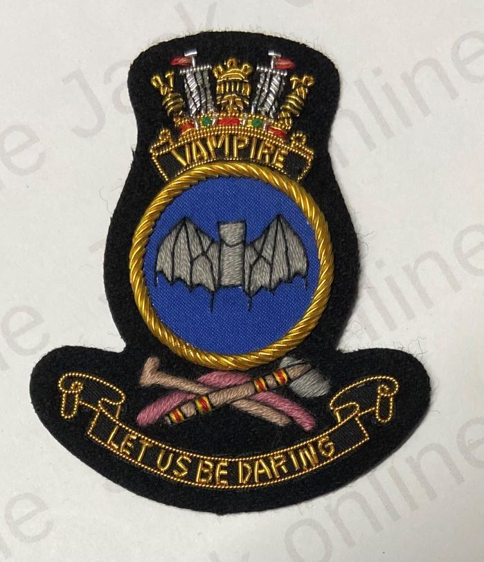 HMAS Vampire Gold Wire Pocket Badge - RAN Uniforms, Navy Accessories ...